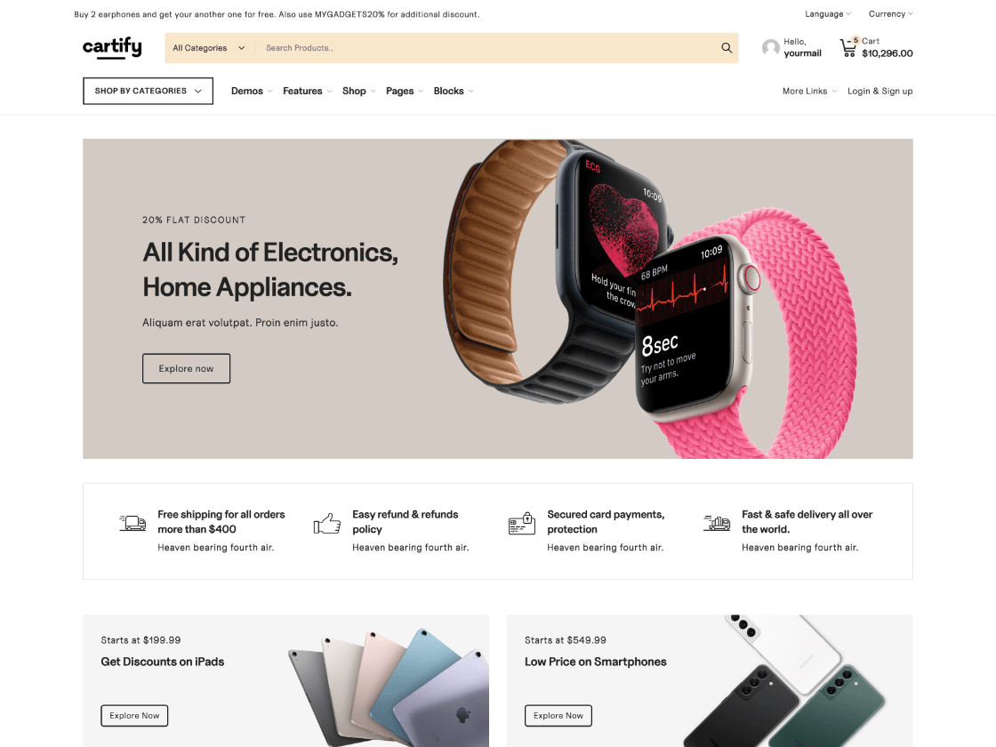 Cartify – Multipurpose WooCommerce Gutenberg Theme for WordPress